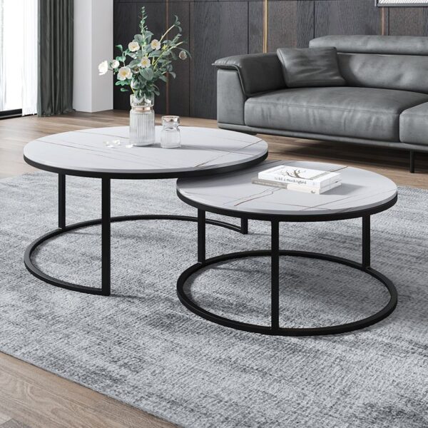 Coffee Table Bulat Sliding Top Marmer | Homarindo
