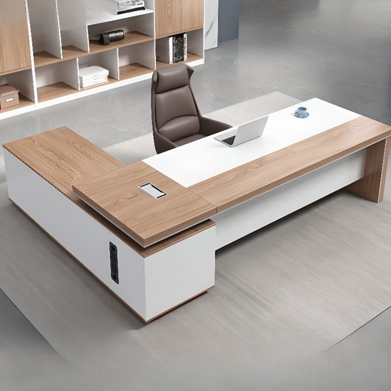 Meja Direktur L Shape Minimalis Mewah | Homarindo