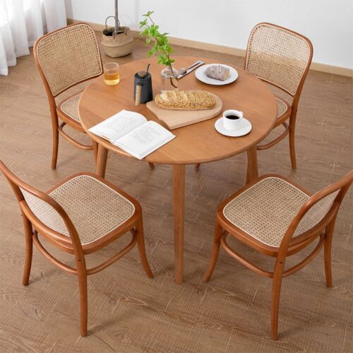 Meja Kursi Cafe Kayu Jati Kombinasi Rotan | Homarindo