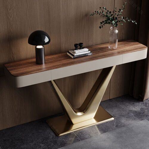 Meja Console Kaki Besi Gold Minimalis Modern | Homarindo