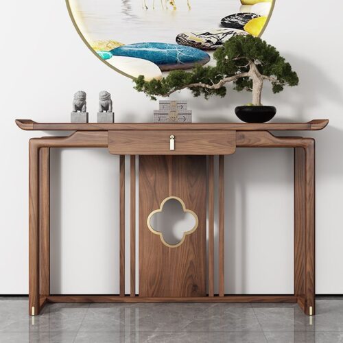 Meja Console Minimalis Hitam Kayu Jati | Homarindo