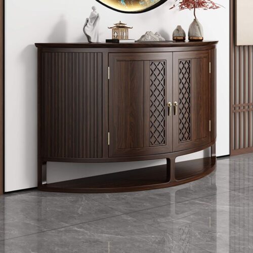 Meja Konsol Setengah Bulat Kayu Jati | Homarindo