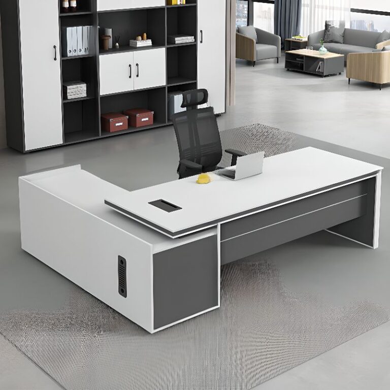 Meja Kerja Direksi L Shape Minimalis Modern | Homarindo