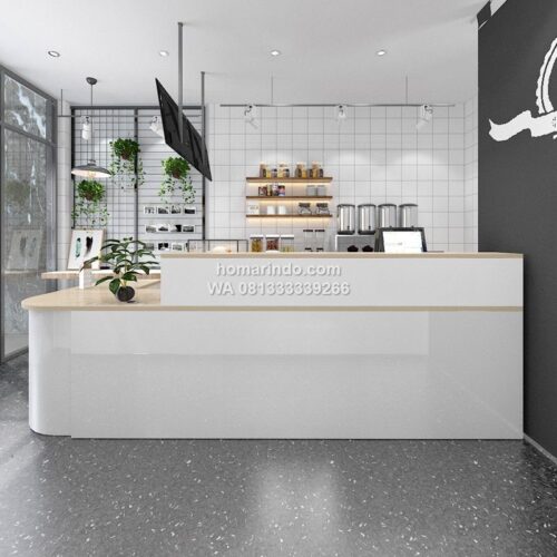 Meja Resepsionis Kantor L Shape Minimalis Modern | Homarindo